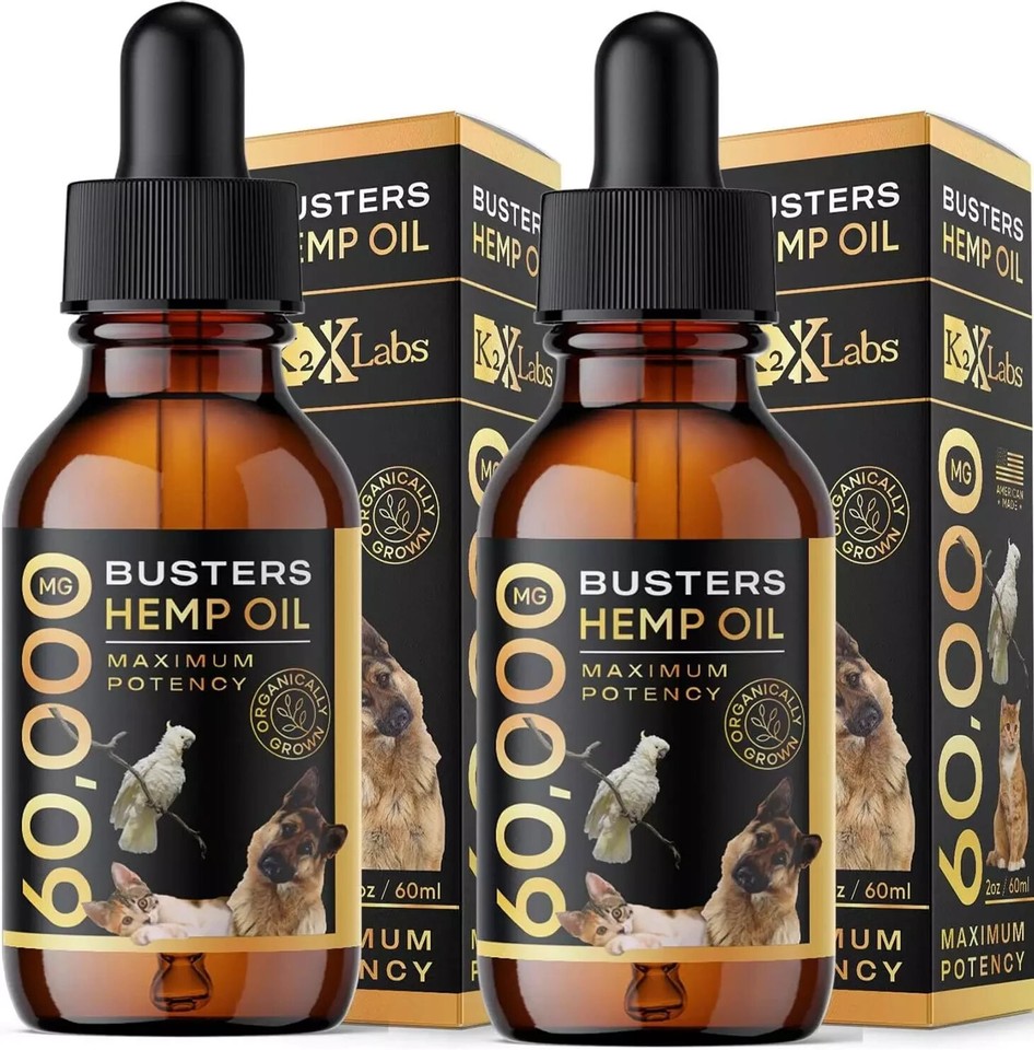 Buster'S Organic Hemp Oil Large 60 Milliliters 2-Pack for Dogs & Cats ...