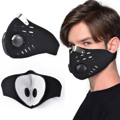 Outdoor Face Mask Exhalation Valve PM 2.5 Filter Reusable Breathable ...