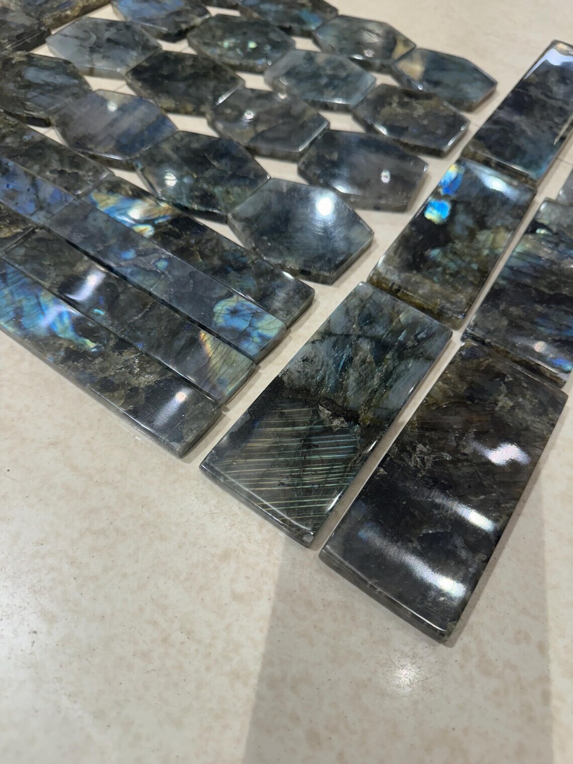 Natural Labradorite gemstone tile epoxy resin home decor, blue Fire New ...