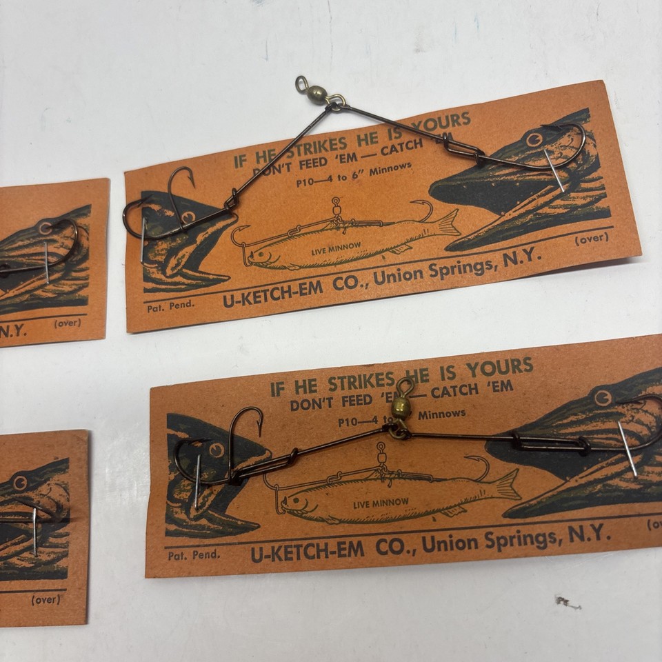 Vintage Bait Hooks Minnow Harness Crawdad U Ketch Em Co. New On Card NY ...