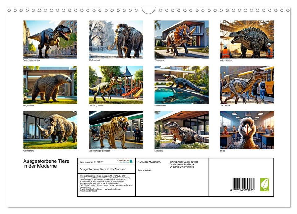 Extinct animals in the modern age, US-Version (Wall Calendar 2026 DIN ...