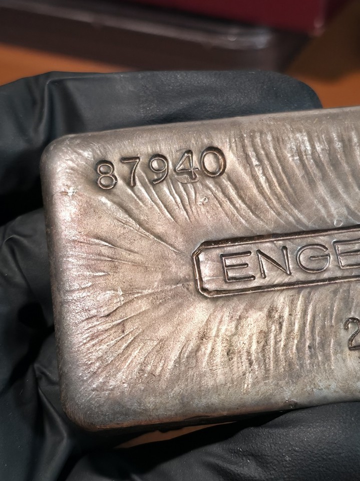 Engelhard 20oz .999 Vintage Poured Silver Bar 3rd Series 250 Great Pour ...