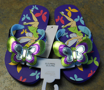 New Disney Store TINKER BELL Butterfly Flip Flops Girls 9/10 | eBay