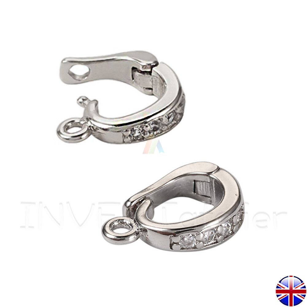 Brass Cubic Zirconia Hinged Pendant Clasps Enhancer Bail Bracelet ...