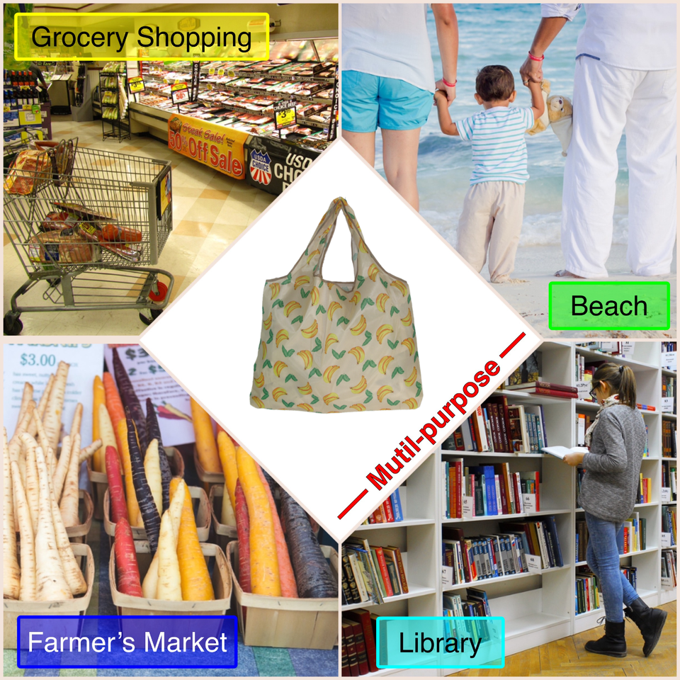 Reusable Lightweight Grocery Shopping Bag Foldable Machine Washable Eco ...