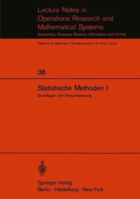 Statistische Methoden I von E. Walter (1970, Taschenbuch) online kaufen | eBay