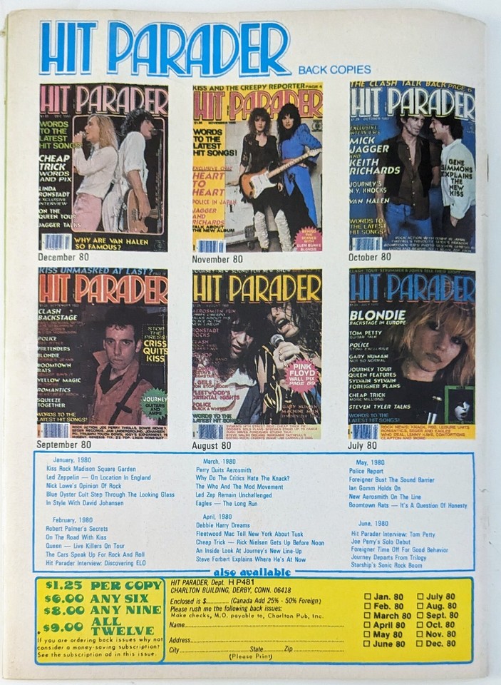 Hit Parader Magazine April 1981 Fleetwood Mac, Lennon, Heart, Rush ...