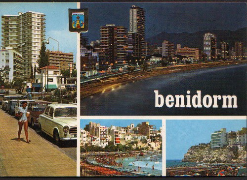 ANTIGUA POSTAL BENIDORM CALLE VALENCIA ALICANTE POSTCARD POSTKARTE ...
