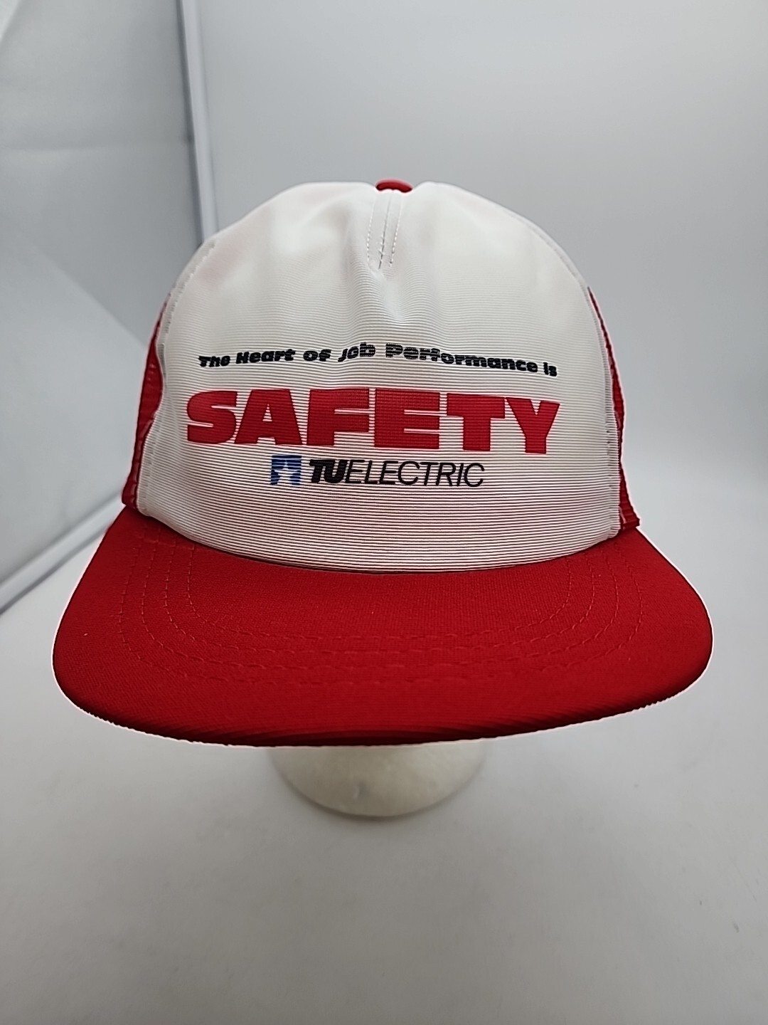 Vintage TU Electric SAFETY Trucker Hat Texas RED Snap… - Gem