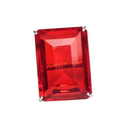 60ct Emerald Cut Red Topaz Ring 925 Sterling Silver Jewelry Gift For ...
