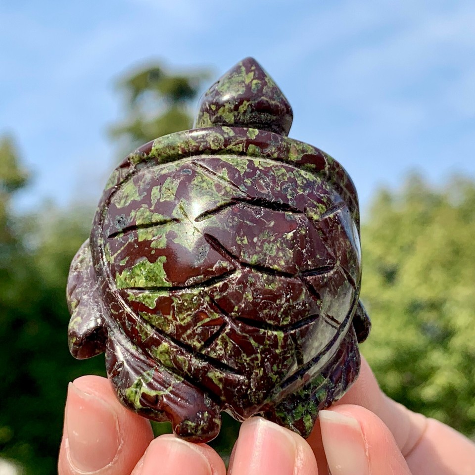 89G Natural Dragon Blood Turtle Figurine Crystal Healing Quartz Carving ...