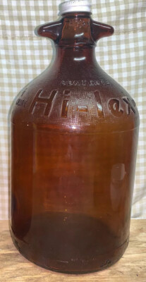 HI-LEX BROWN GLASS BOTTLE JUG WITH LID VINTAGE | eBay