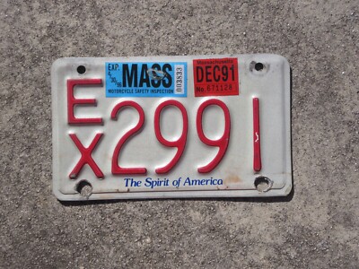 1991 Massachusetts Motorcycle License Plate MA EX2991 | eBay