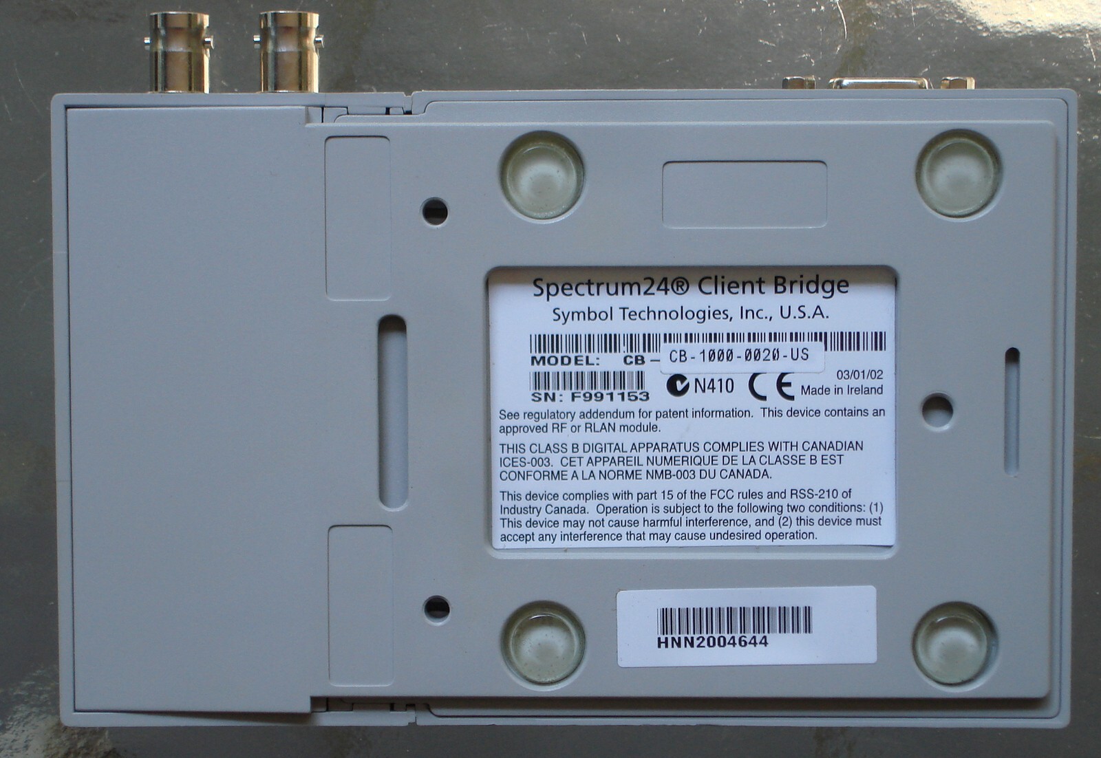 Symbol Spectrum24 wireless lan client bridge CB-1000-0020-US new old ...