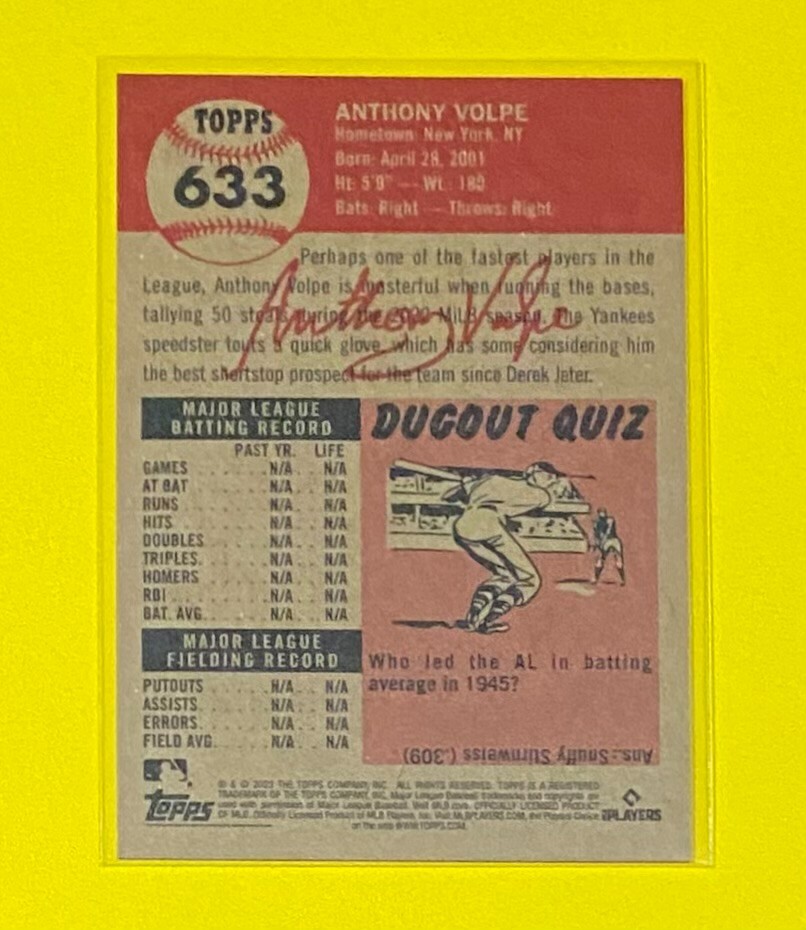 2023 Topps MLB Living Set Anthony Volpe ROOKIE CARD SP New York Yankees ...
