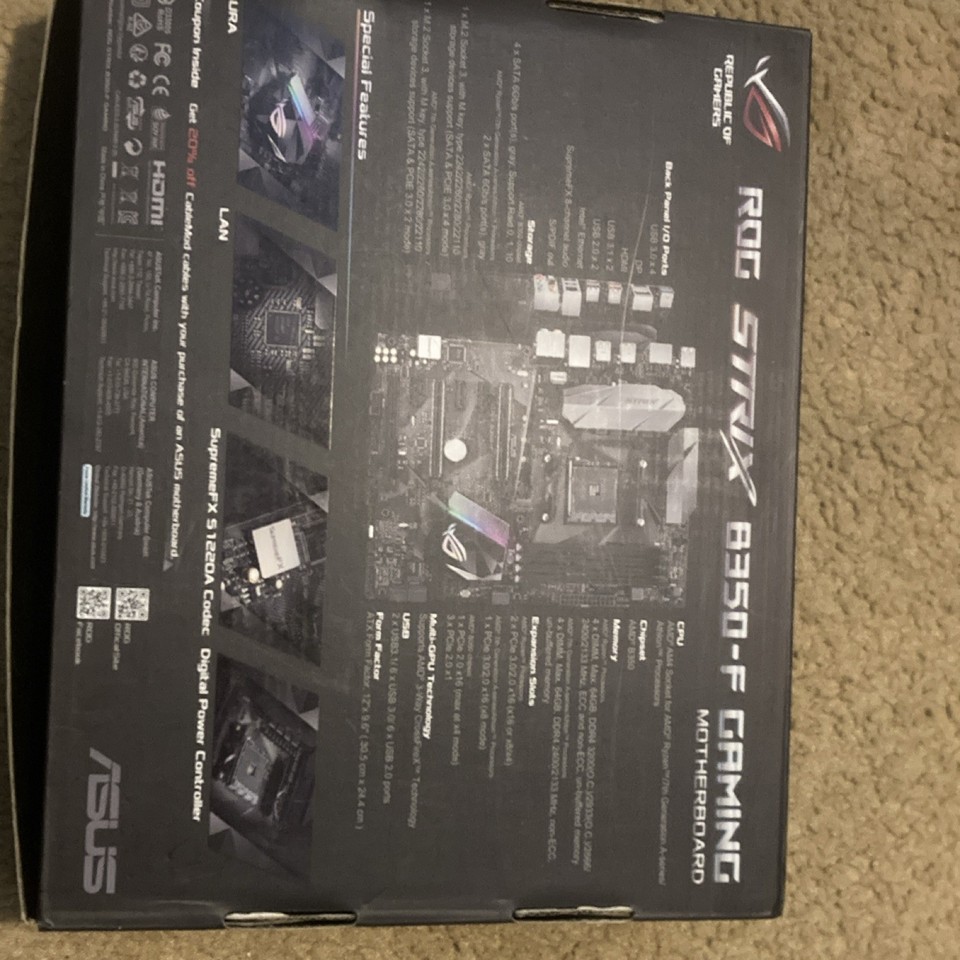 ASUS ROG STRIX B350-F GAMING ATX Motherboard AMD B350 Socket AM4 DDR4 M ...