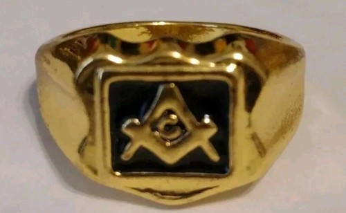 Gold Masonic Ring Classic Style (SIZE 11) Freemason Shield Master Mason ...