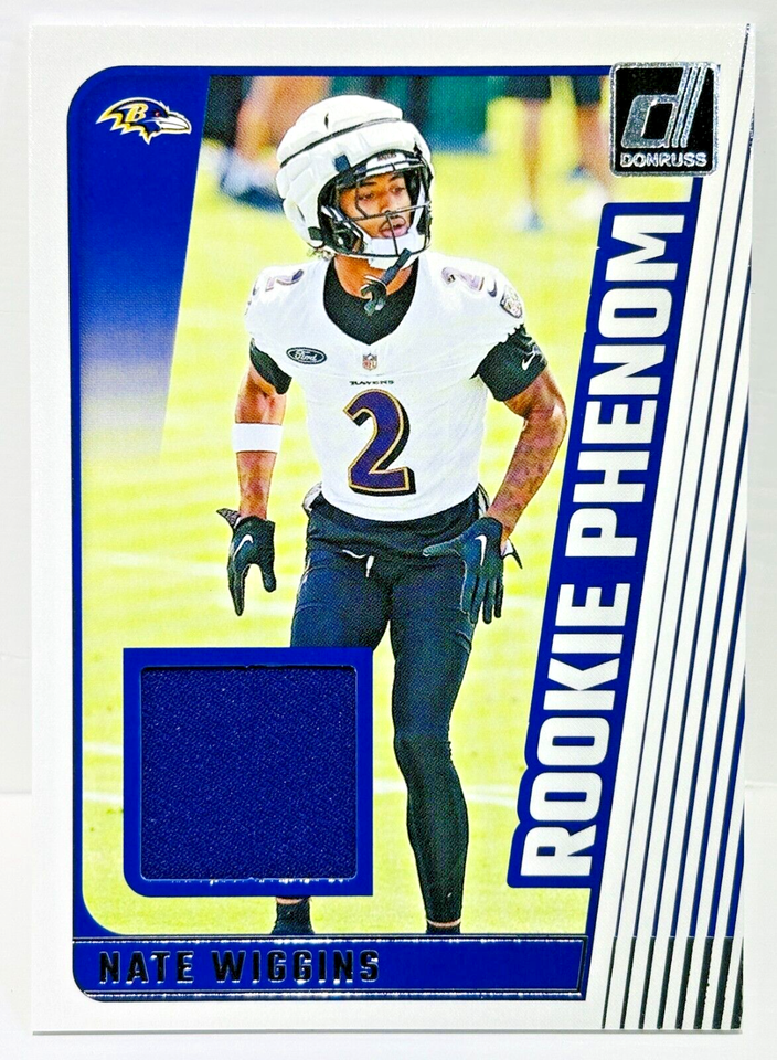 NATE WIGGINS 2024 Donruss Rookie Phenom Jersey Patch RC #RPJ-NWI Ravens ...