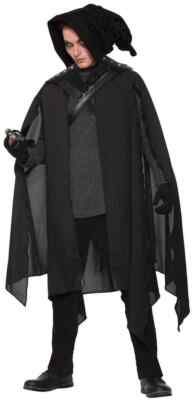 Warlock Cape Witch Wizard Medieval Black Fancy Dress Halloween Costume ...