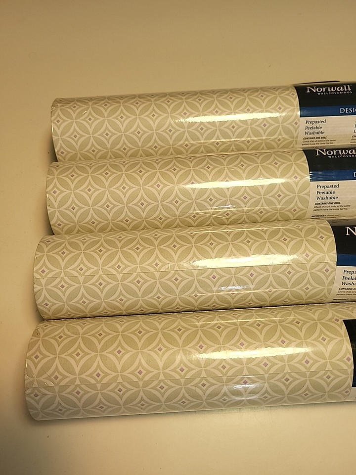 Norwall Wallpaper Rolls 4 Count Retro Pattern Vinyl Wall Covering NOS ...