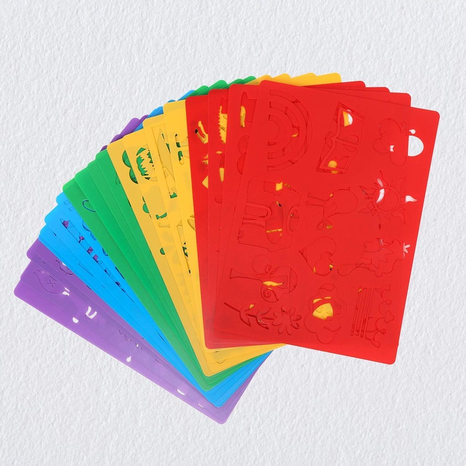 20 Pieces Drawing Stencil Set for Kids Over 250 Different Patterns ...