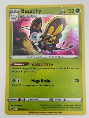 Pokemon TCG Card Lost Origin Beautifly 008/196 Holo Rare | eBay