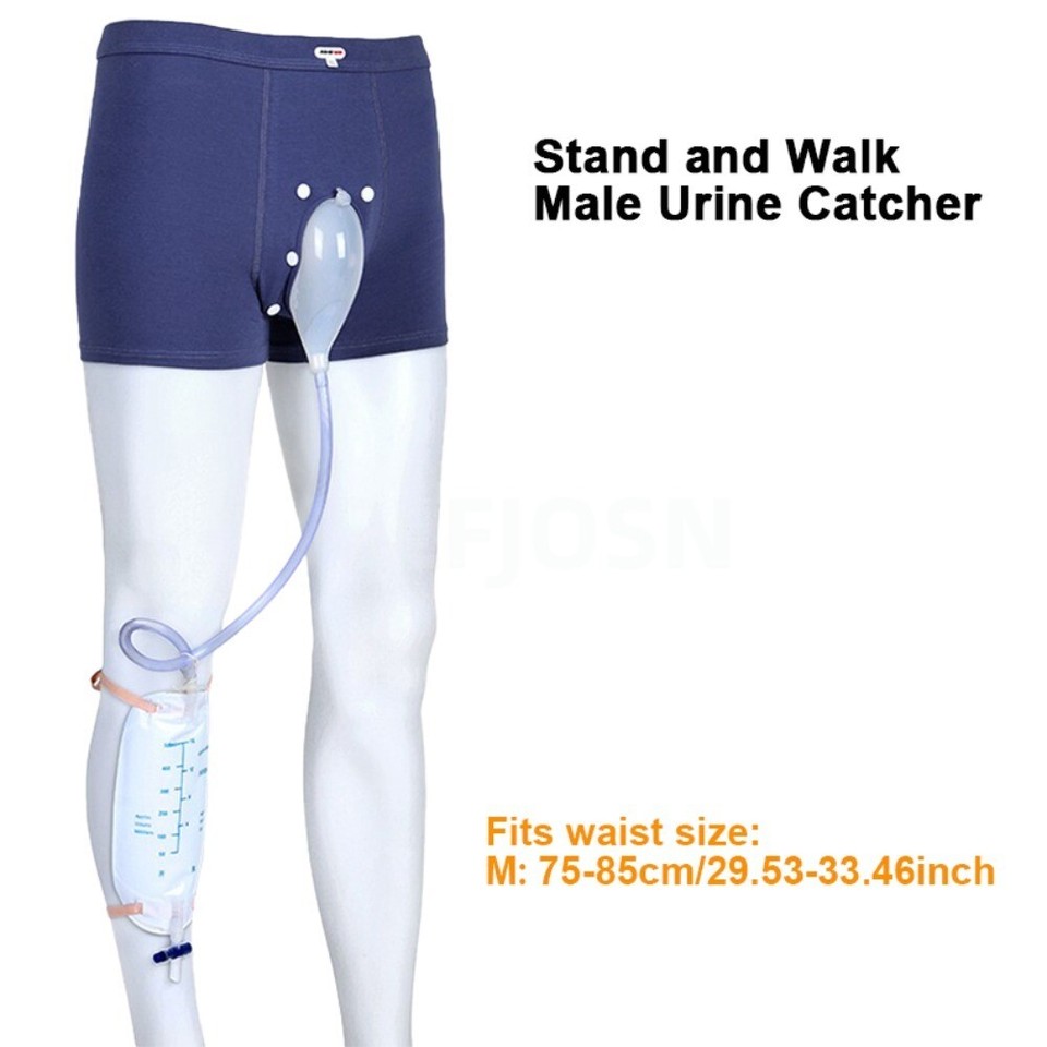 Male Wearable Incontinence Pants Urinal Leg Bag Silicone Urine Funnel ...