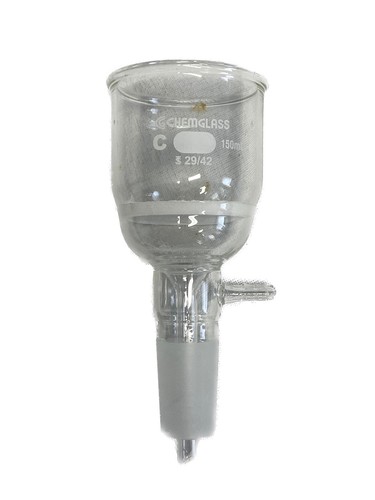 CHEMGLASS 29/42 Glass Coarse Fritted 150mL Vacuum Buchner Filter Funnel ...
