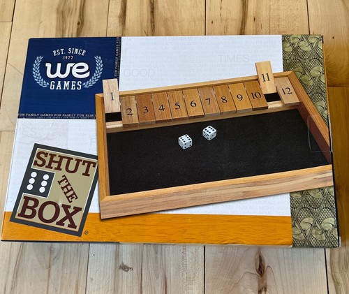 WE Games Shut the Box Dice Board Game 12 Number Flip Tiles Natural ...
