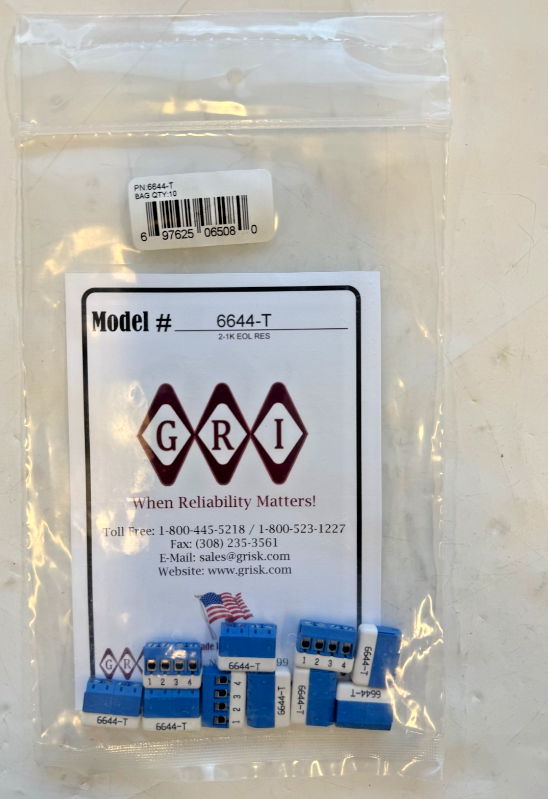GRI 6644-T Magnetic Contact Resistor Pack, 2-1K, 1/8W with 4-Pin ...