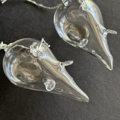 2 Vintage PARISE VETRO Mouse Ornaments Hand Blown Clear Art Glass ITALY ...