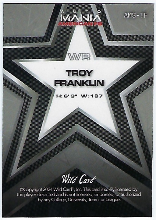 2024 Wild Card Auto Mania Troy Franklin 5/5 Cracked Ice | eBay