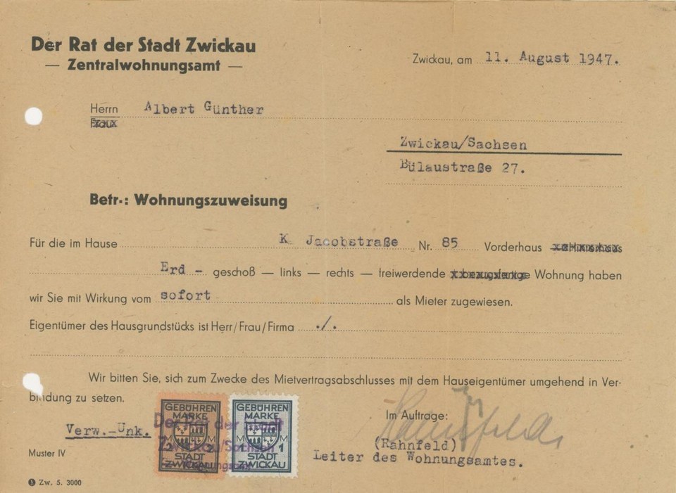 Germany Soviet Zone GDR DDR document local revenues Zwickau Saxony 1947 ...