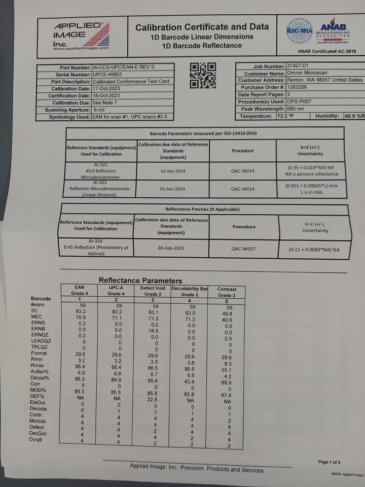 Calibration test card Data Matrix | eBay