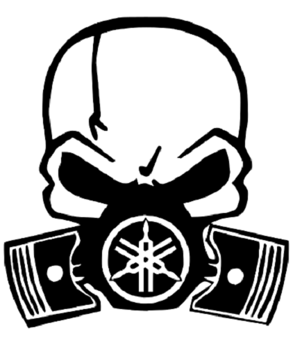 Yamaha Skull Gas Mask Sticker Die Cut Vinyl Decal Motorcycle 5.5" Black ...