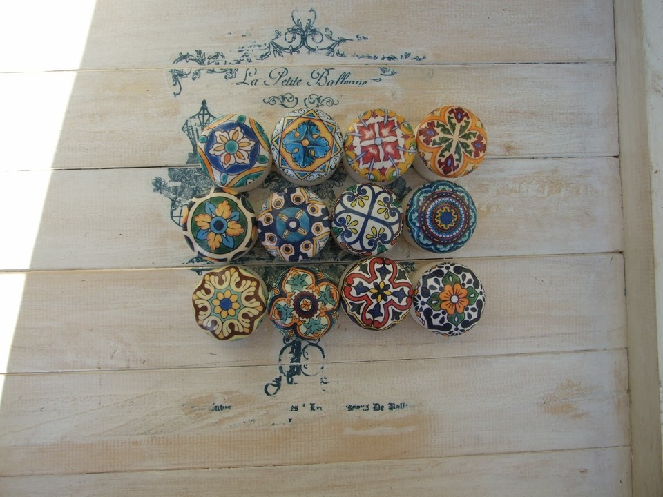 SPANISH TILE STYLE DECOUPAGE CUPBOARD KNOB, DRAWER KNOB | eBay UK