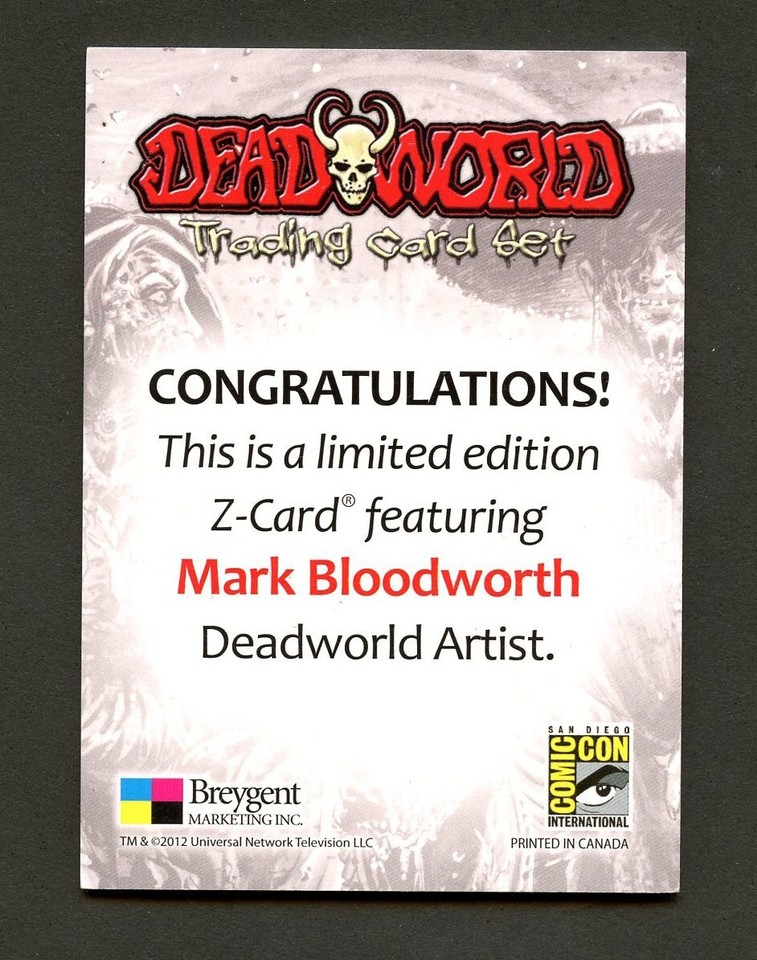 Dead World Mark Bloodworth Autographed Z-Card ~ 2012 Breygent ~ NM | eBay