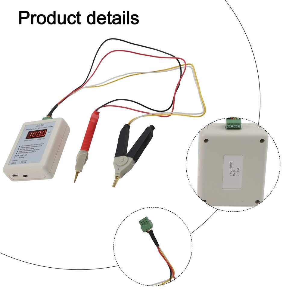 Portable Handheld DC Milliohm Meter Four Wire Kelvin Measurement Device ...