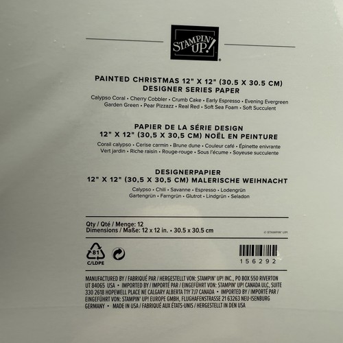 Stampin Up Painted Christmas DSP 12x12 Designer Series Paper Craft ...