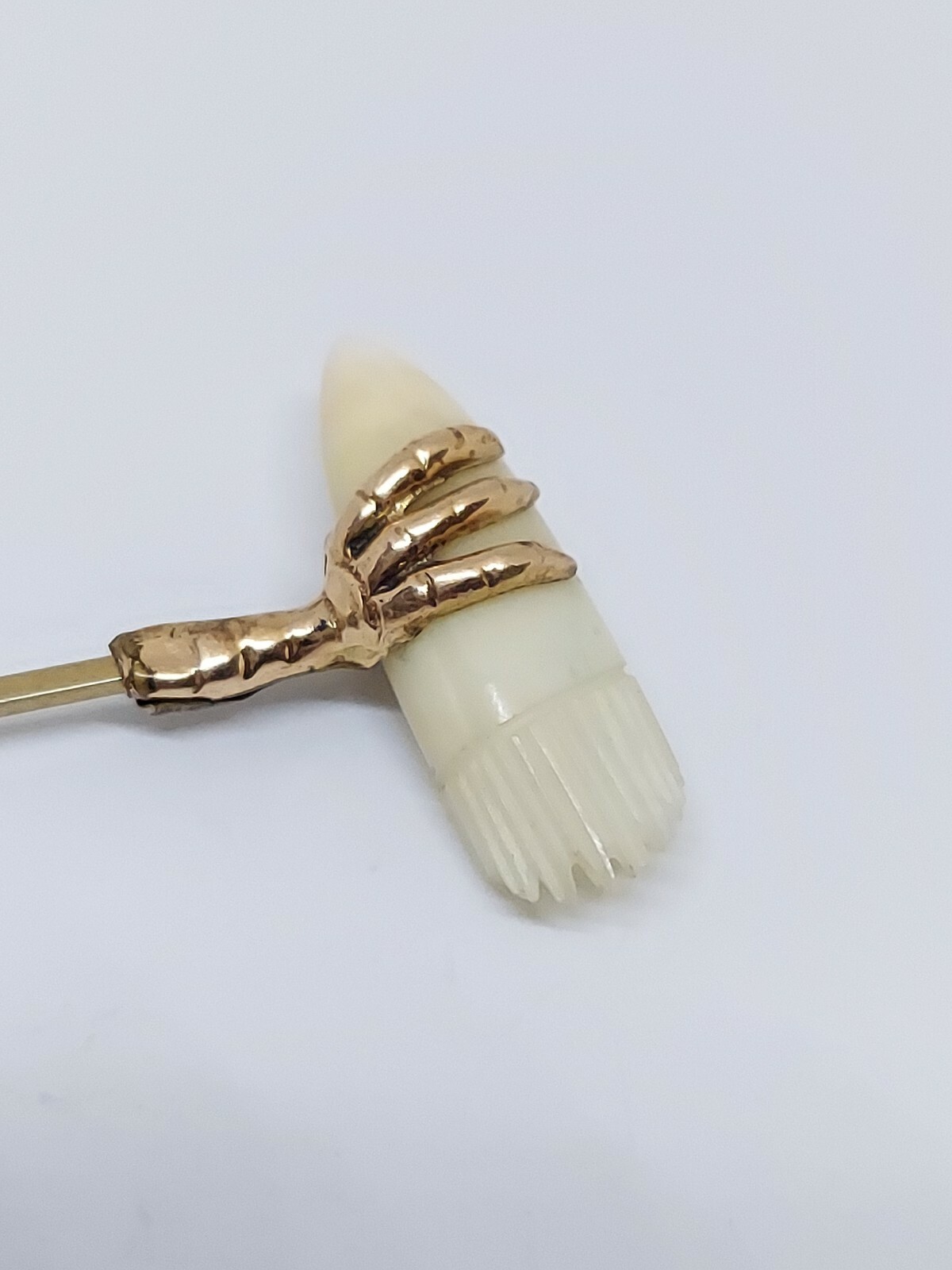 Antique Victorian Eagle Claw Stick Pin Gold Tone Carved Tooth | eBay