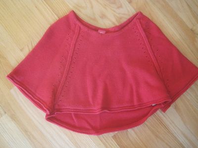 Girl RED GLITTERY SWEATER SHAWL CAPE CAPLET COVER UP HOLIDAY GUC SMALL ...