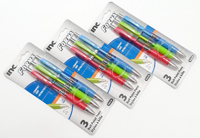 3 PACKS 9 PENS INC® FORMA™ COMFORT GRIP RETRACTABLE BALL POINT PENS ...