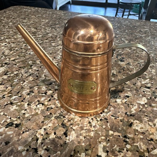 Vintage Metal Copper & Brass "Oil" Pitcher/ Lid 5-1/8" Tall Made In ...