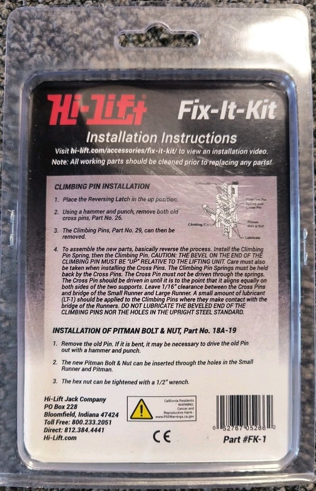 Hi-Lift FK-1 Hi-Lift Fix-It-Kit Jack Repair Kit FK-1 | eBay