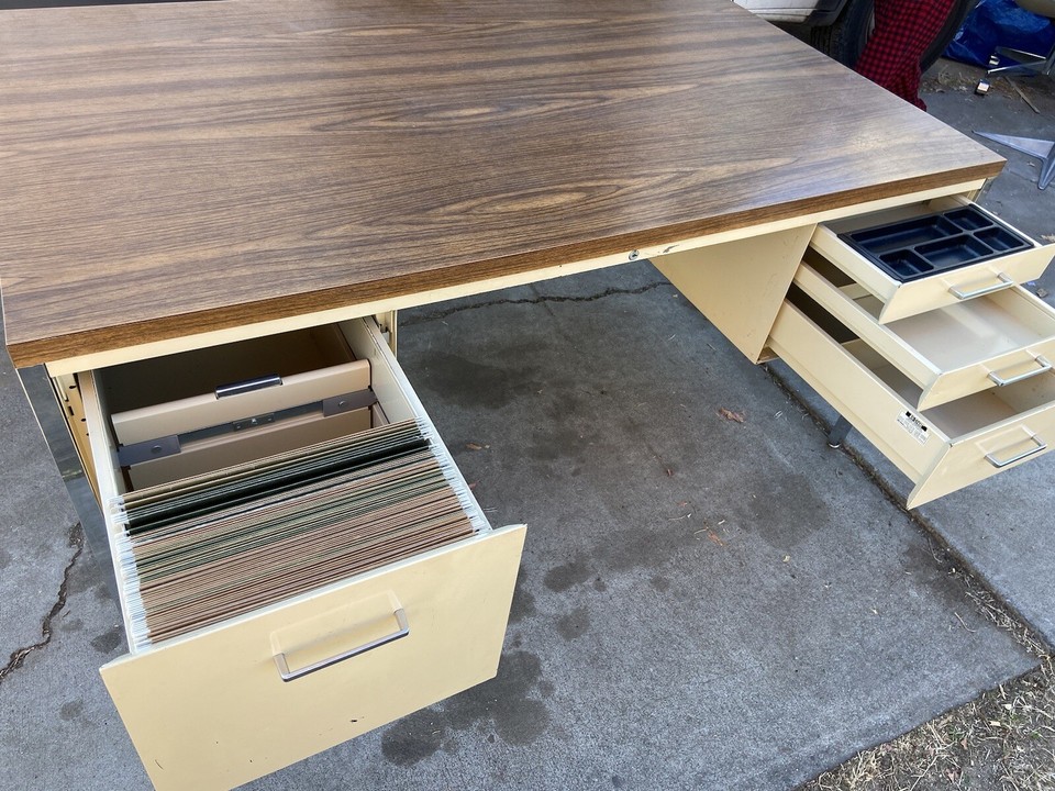 MCM ALLSTEEL Tanker Desk Industrial Steel Metal Office Table | eBay