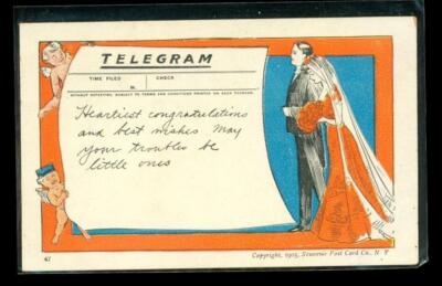 Vintage Paper Postcard Telegram Wedding Congratulations 1905 Greeting ...