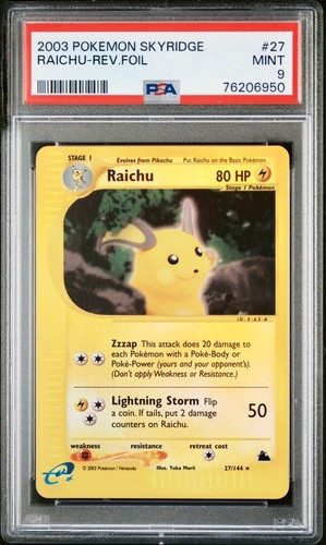 PSA 9 - Raichu Reverse Foil 27/144 WOTC Skyridge - Pokemon | eBay
