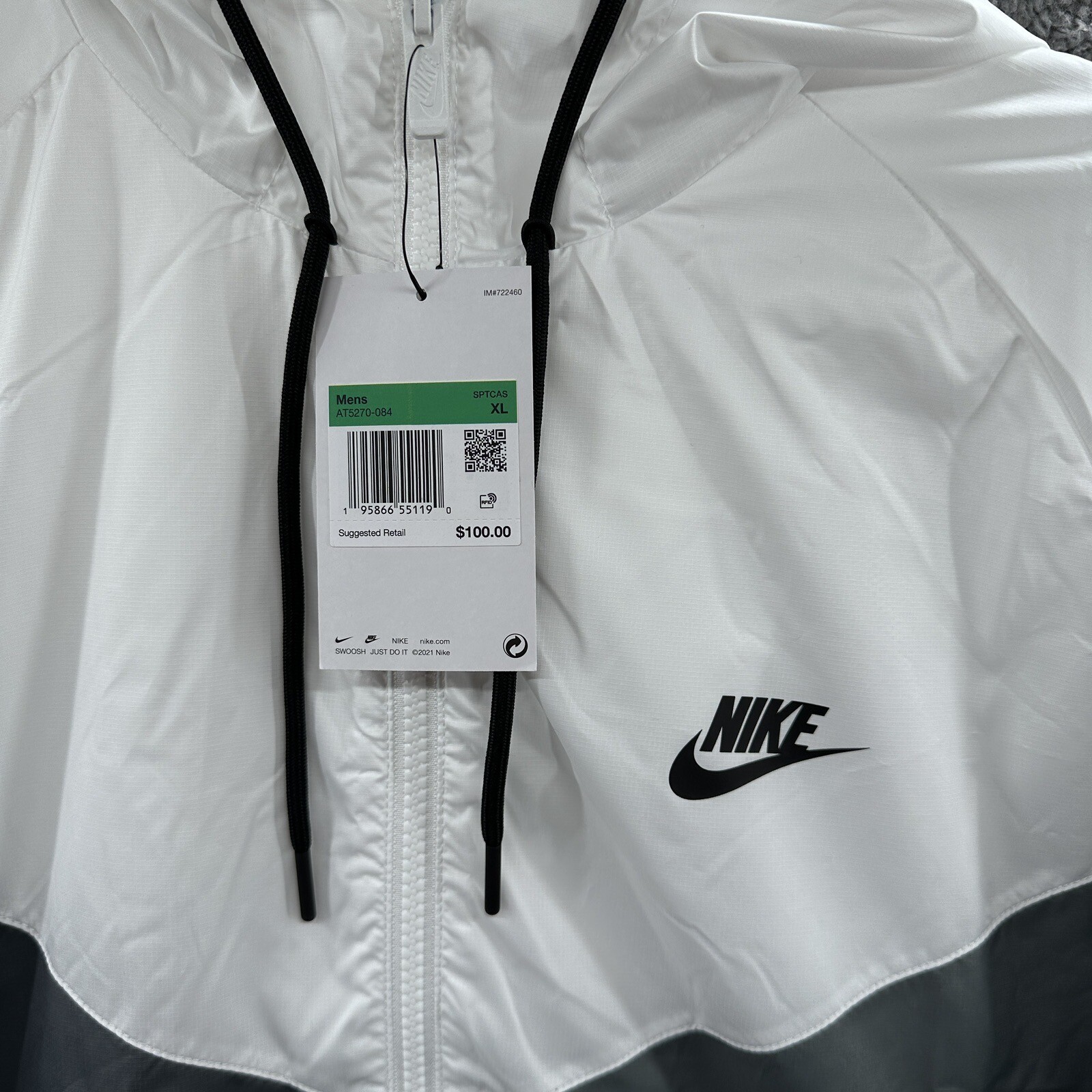 Mens Size L Nike Sportswear Windrunner Jacket White Gray -AT5270-084 ...