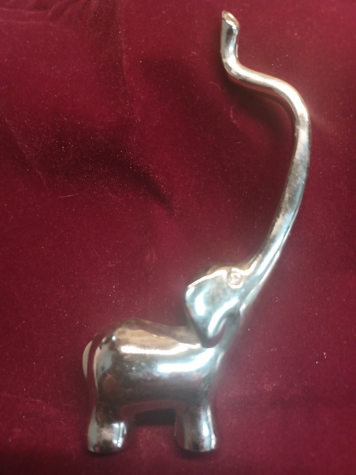 Silver Tone Trunk Up Elephant Ring Holder | eBay