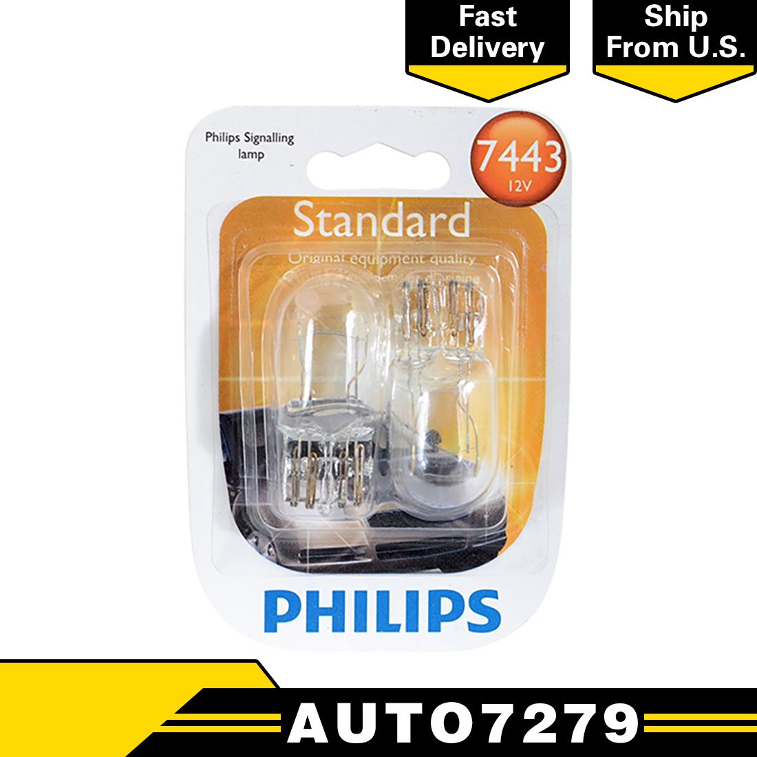 Philips Pair Miniatures Standard Bulbs (7443) Tail Lamp Bulb Set of ...